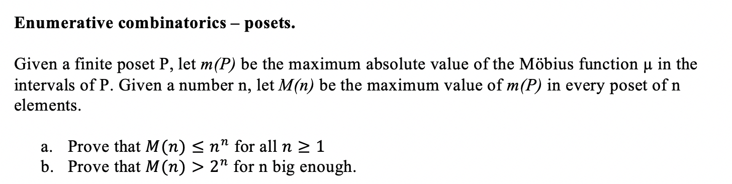 Enumerative combinatorics - posets. Given a finite | Chegg.com