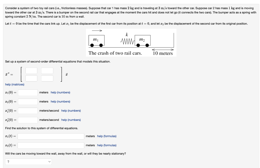 Solved Consider a system of two toy rail cars (i.e., | Chegg.com