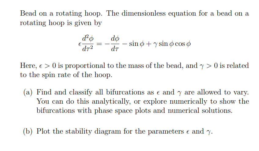 Bead on a rotating hoop. The dimensionless equation | Chegg.com