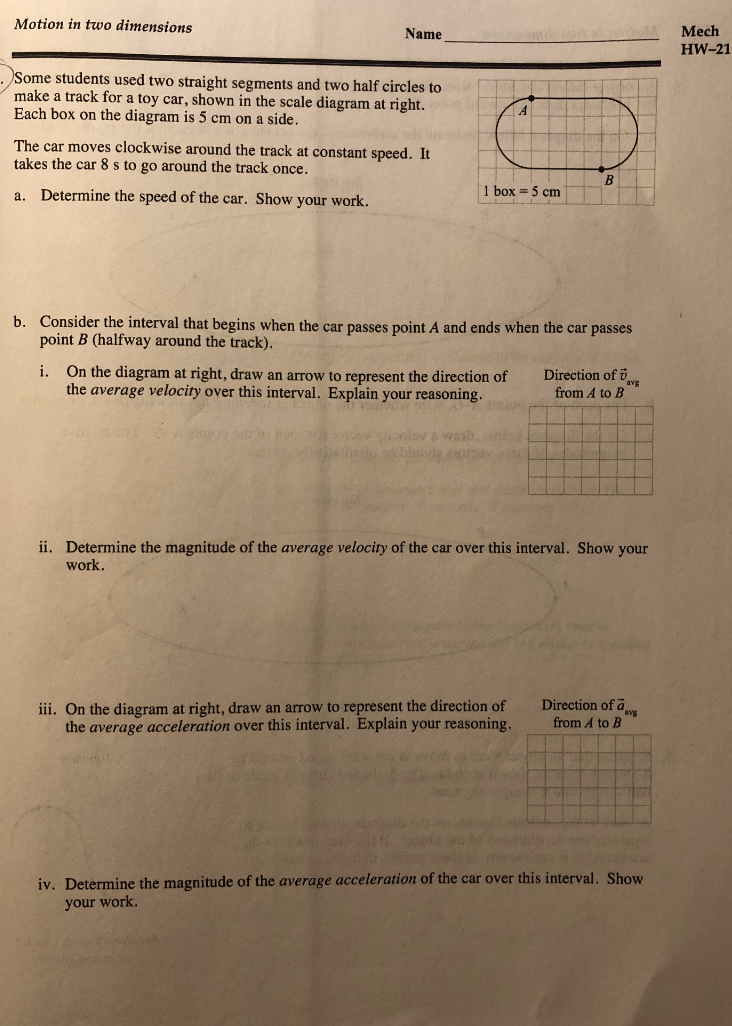 Solved Motion in two dimensions Name Mech HW-21 Some | Chegg.com