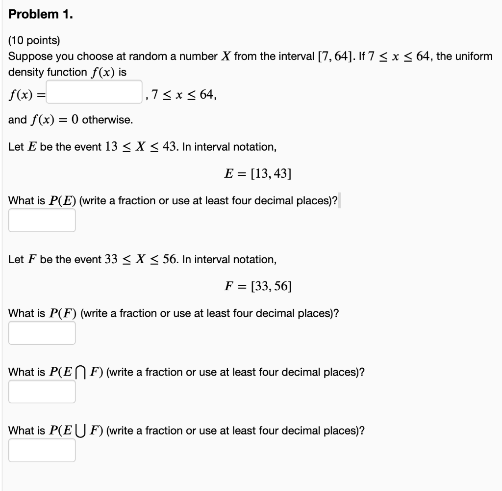 Solved Suppose you choose at random a number X from the | Chegg.com