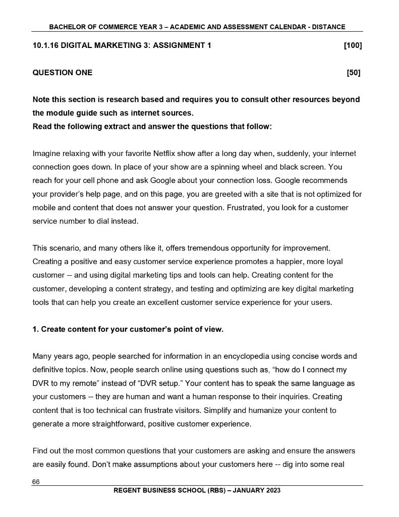 10.1.16 DIGITAL MARKETING 3: ASSIGNMENT 1 [100] | Chegg.com