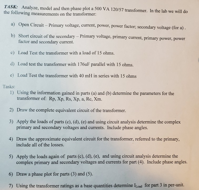 TASK: Analyze, model and then phase plot a 500 VA | Chegg.com