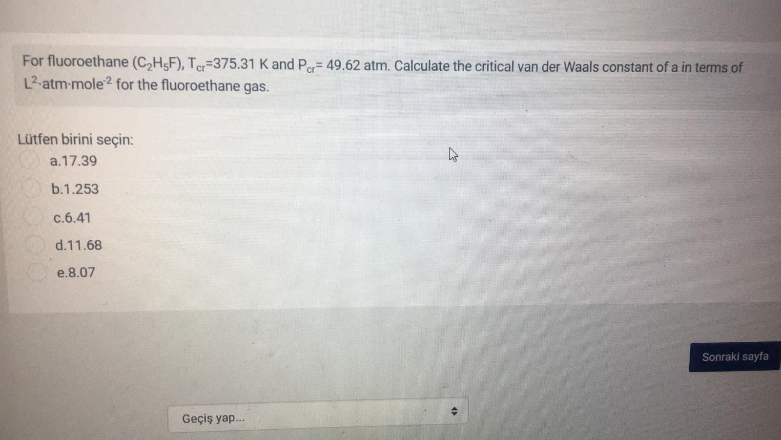 Solved For fluoroethane (C2H5F), Tcr=375.31 K and Pcr= 49.62 | Chegg.com