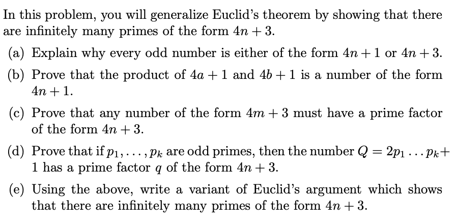 Solved In this problem, you will generalize Euclid's theorem | Chegg.com