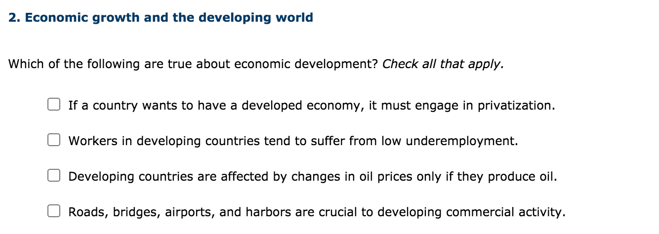 Solved 1. Comparing developed and developing countries | Chegg.com