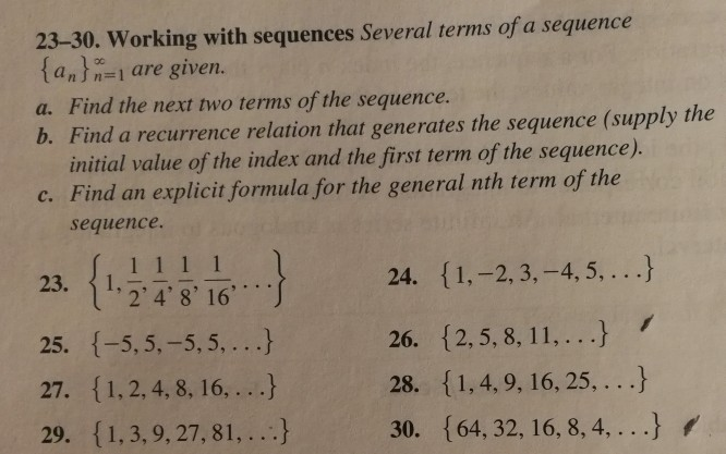 Solved 23-30. Working with sequences Several terms of a | Chegg.com