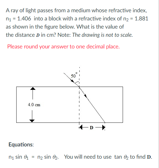 Solved A ray of light passes from a medium whose refractive | Chegg.com