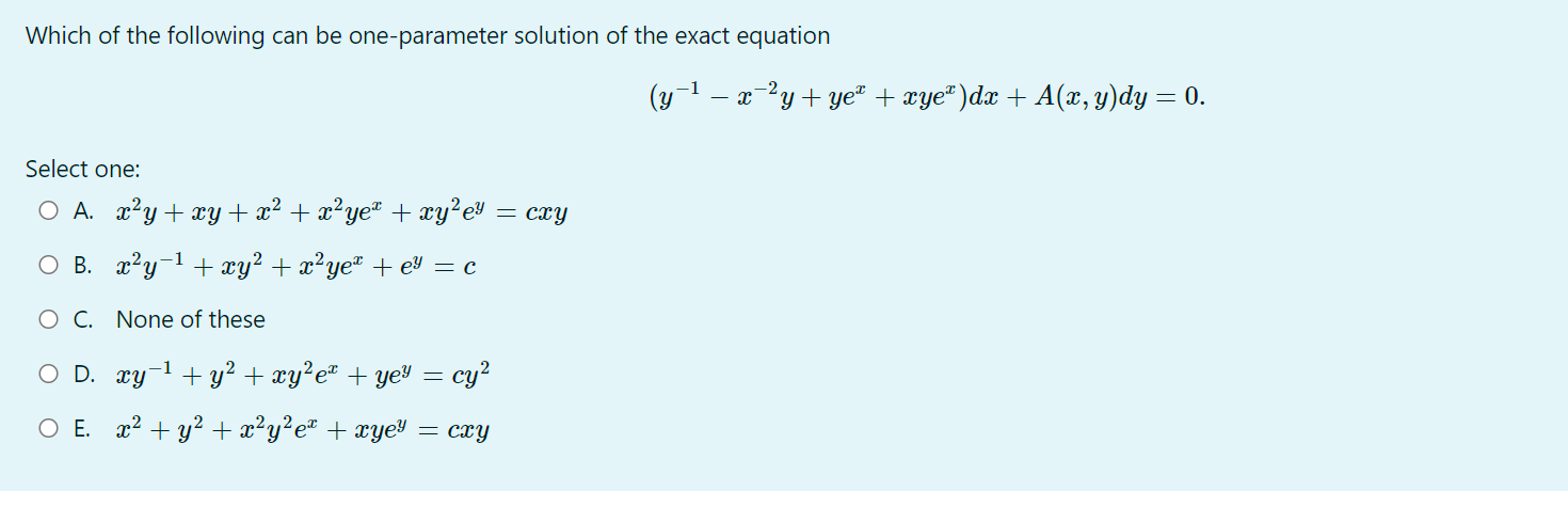 Solved Which of the following can be one-parameter solution | Chegg.com