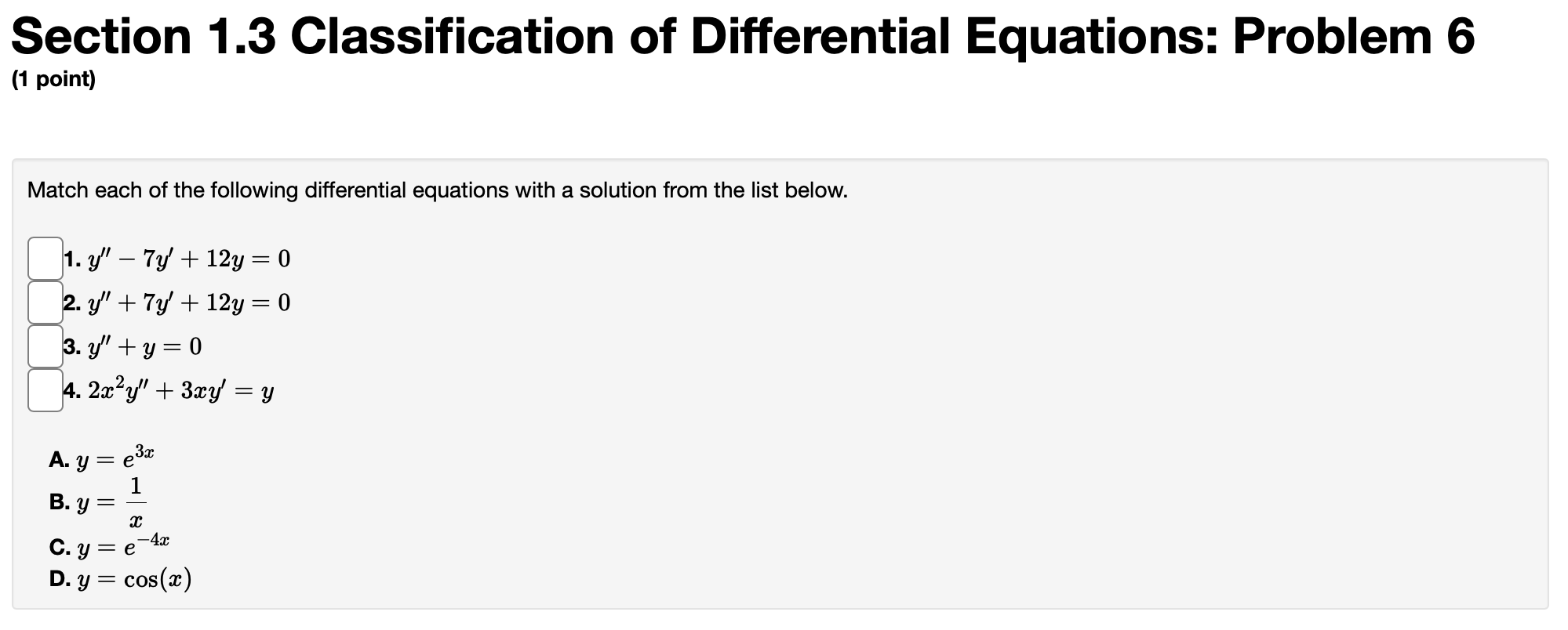 Solved Section 1.3 Classification of Differential Equations: | Chegg.com