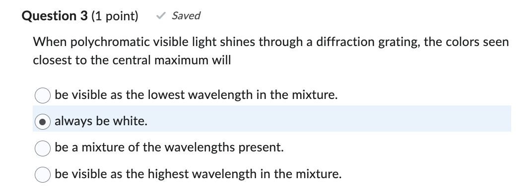 Solved When polychromatic visible light shines through a | Chegg.com
