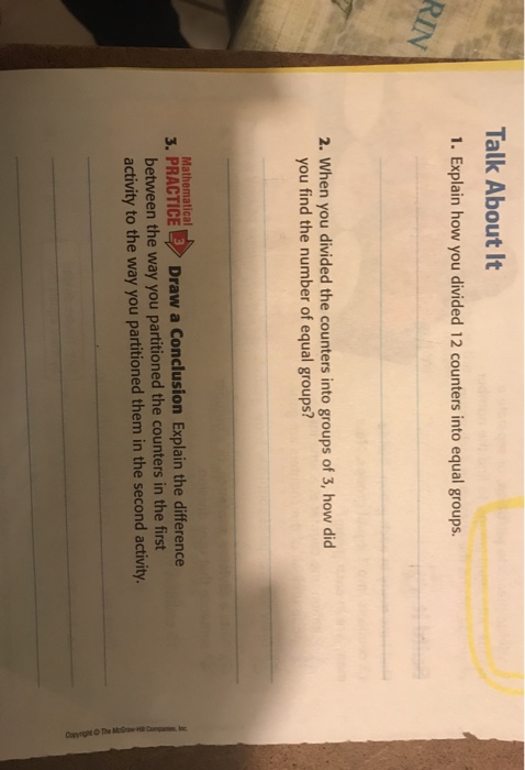 Solved Talk About It 1. Explain how you divided 12 counters | Chegg.com