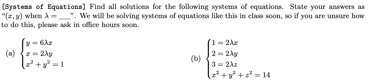 Solved [systems Of Equations] Find All Solutions For The