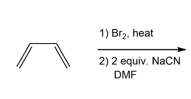 Solved 1) Br2, heat 2) 2 equiv. NaCN DMF | Chegg.com