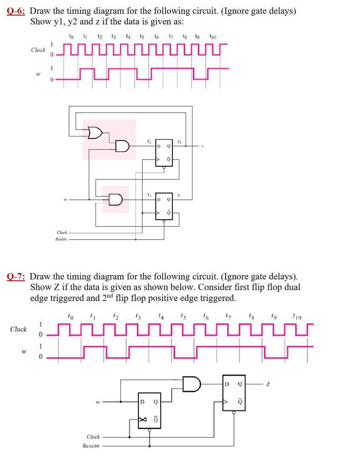 Solved Q-6: Draw the timing diagram for the following | Chegg.com