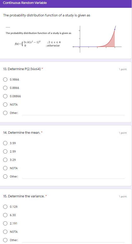 Solved Continuous Random Variable The probability | Chegg.com