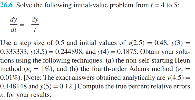 Solved 26.6 Solve the following initial-value problem from | Chegg.com