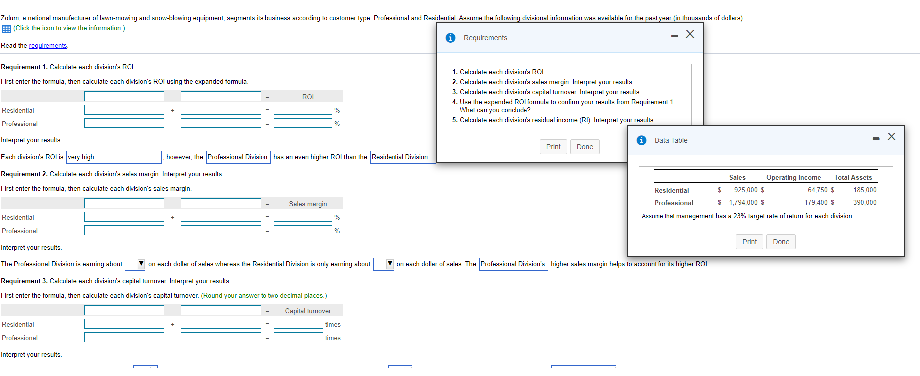 Solved Zolum, a national manufacturer of lawn-mowing and | Chegg.com