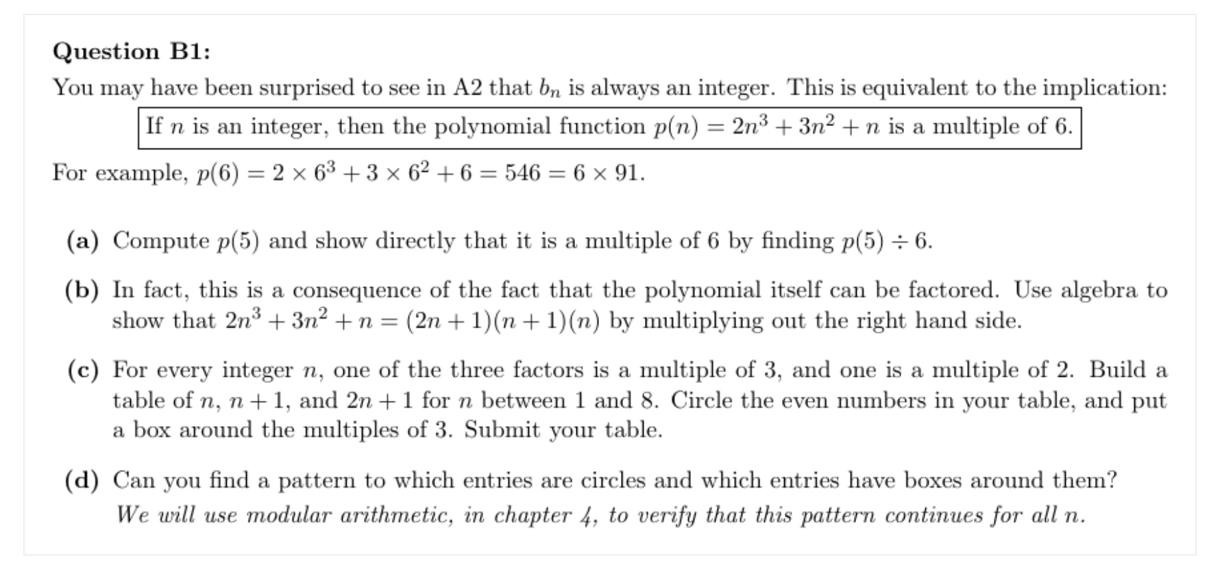 Solved Question B1: You may have been surprised to see in A2 | Chegg.com