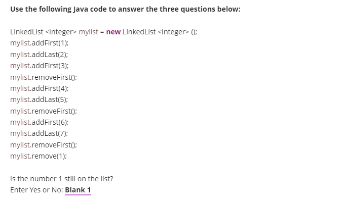 Solved Use the following Java code to answer the three | Chegg.com
