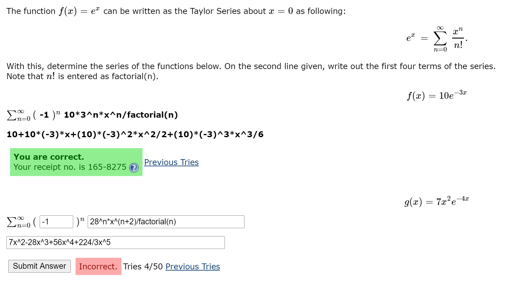 Solved The function f(x) = ex can be written as the Taylor | Chegg.com