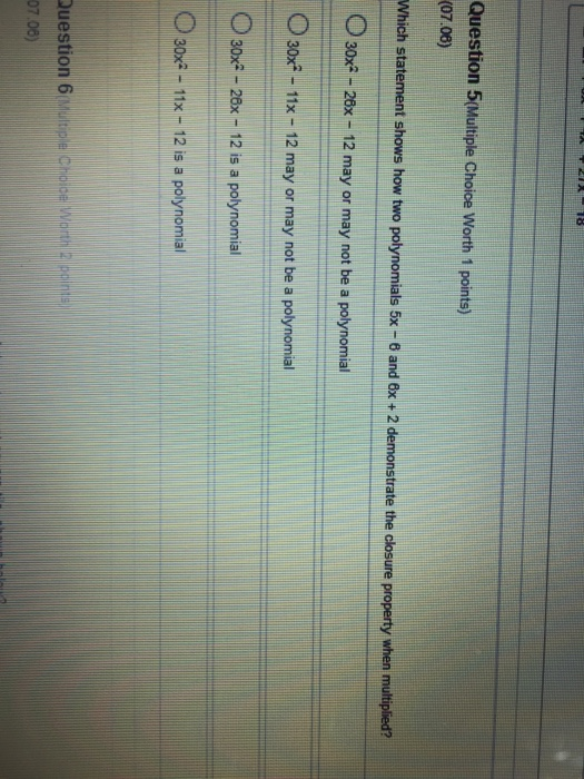 Solved Question 5(Multiple Choice Worth 1 points) (07.08) | Chegg.com