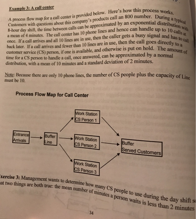 Example 3: A call center Here's how this process | Chegg.com