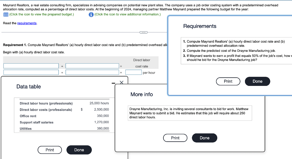 Solved Read the requirements. Data table Racuirament 1. | Chegg.com