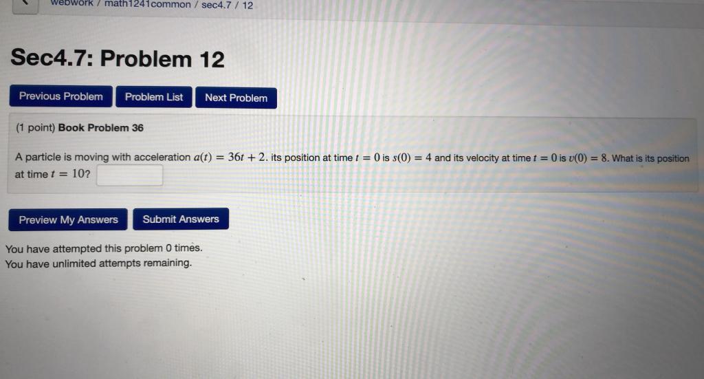 Solved WebWork / math1241common / sec4.7 / 12 Sec4.7: | Chegg.com