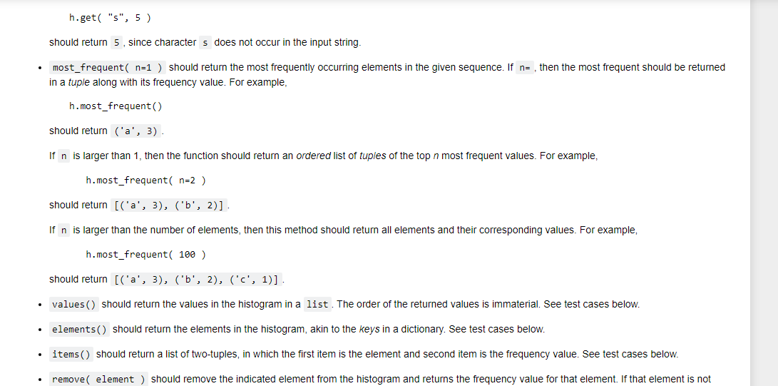 Solved Write a Python class named Histogram that keeps track | Chegg.com