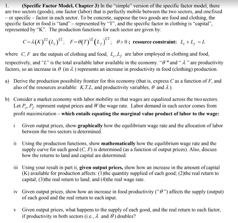 (Specific Factor Model, Chapter 3) In the "simple" | Chegg.com