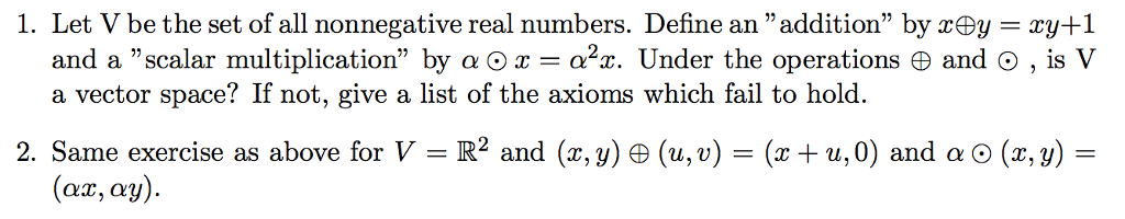 Solved A vector space is a nonempty set V of objects, called | Chegg.com