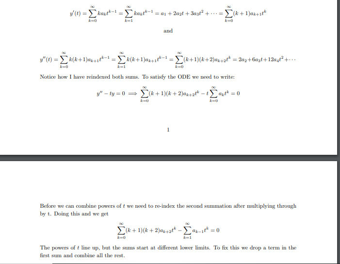 Solved Power Series Solutions Worksheet The form for a | Chegg.com