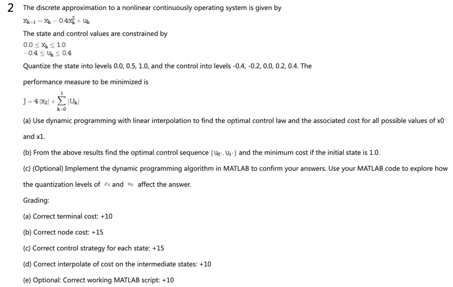 Solved 2 The discrete approximation to a nonlinear | Chegg.com