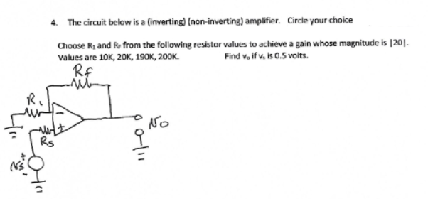 Solved 4. The circuit below is a (inverting) (non-inverting) | Chegg.com