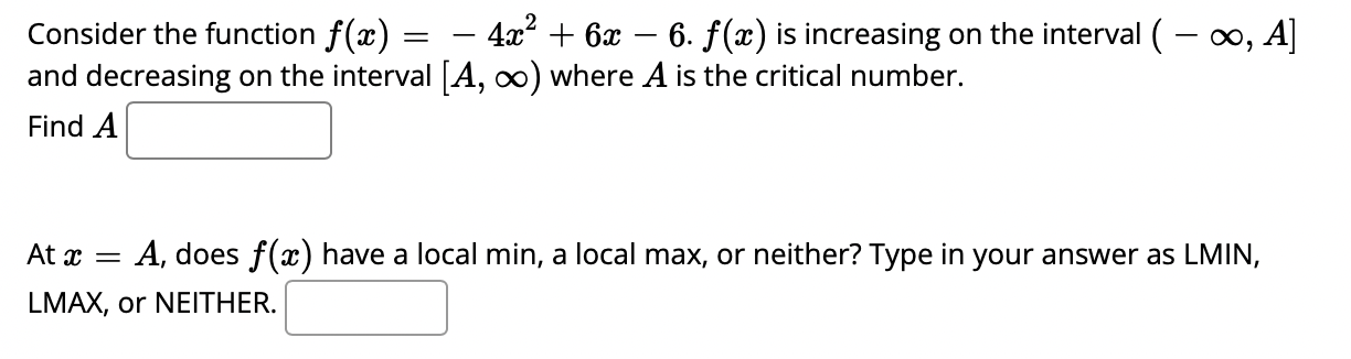 Solved = - Consider the function f(x) - 4x2 + 6x – 6. f(x) | Chegg.com