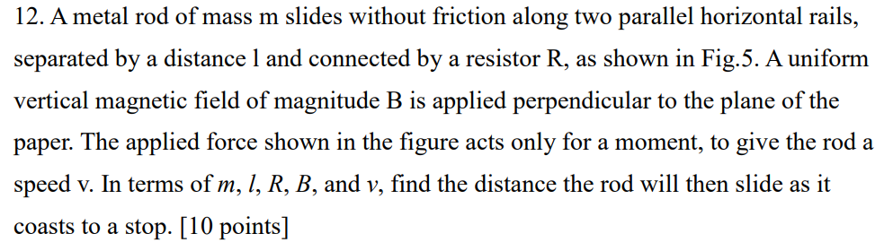 Solved 12. A metal rod of mass m slides without friction | Chegg.com