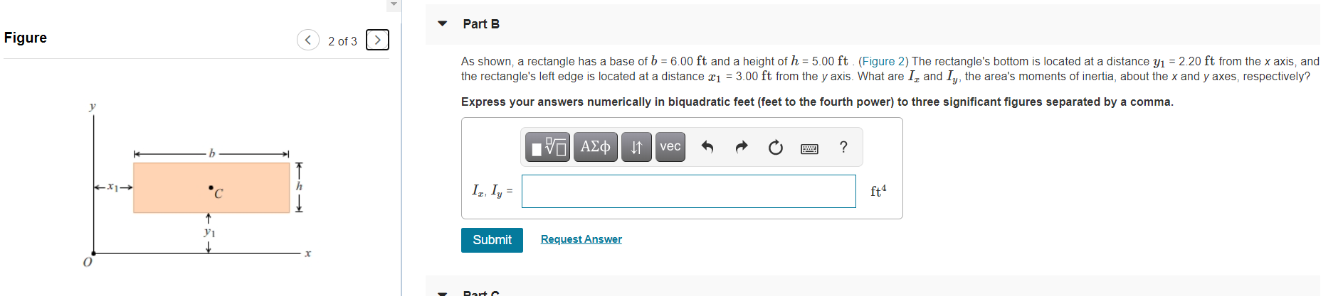 Solved Part B Figure 2 of 3 > As shown, a rectangle has a | Chegg.com