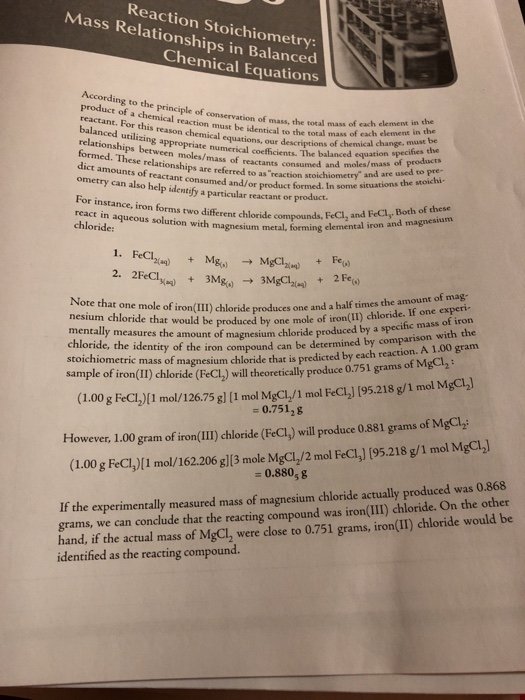 Solved Reaction Stoichiometry: Mass Relationships in | Chegg.com
