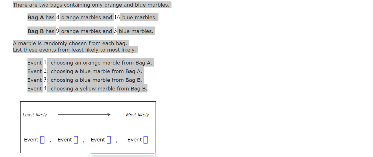 Solved There are two bags containing only orange and blue | Chegg.com