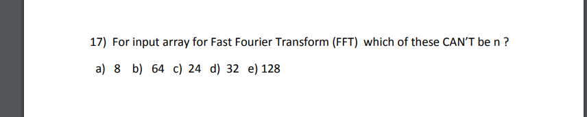 Solved For input array for Fast Fourier Transform (FFT) | Chegg.com