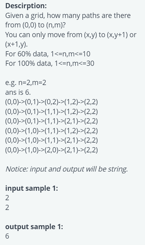 Solved def PathOnGrid(n, m): # Write your code | Chegg.com