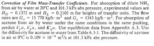 Solved Correction of Film Mass-Transfer Coefficients. For | Chegg.com