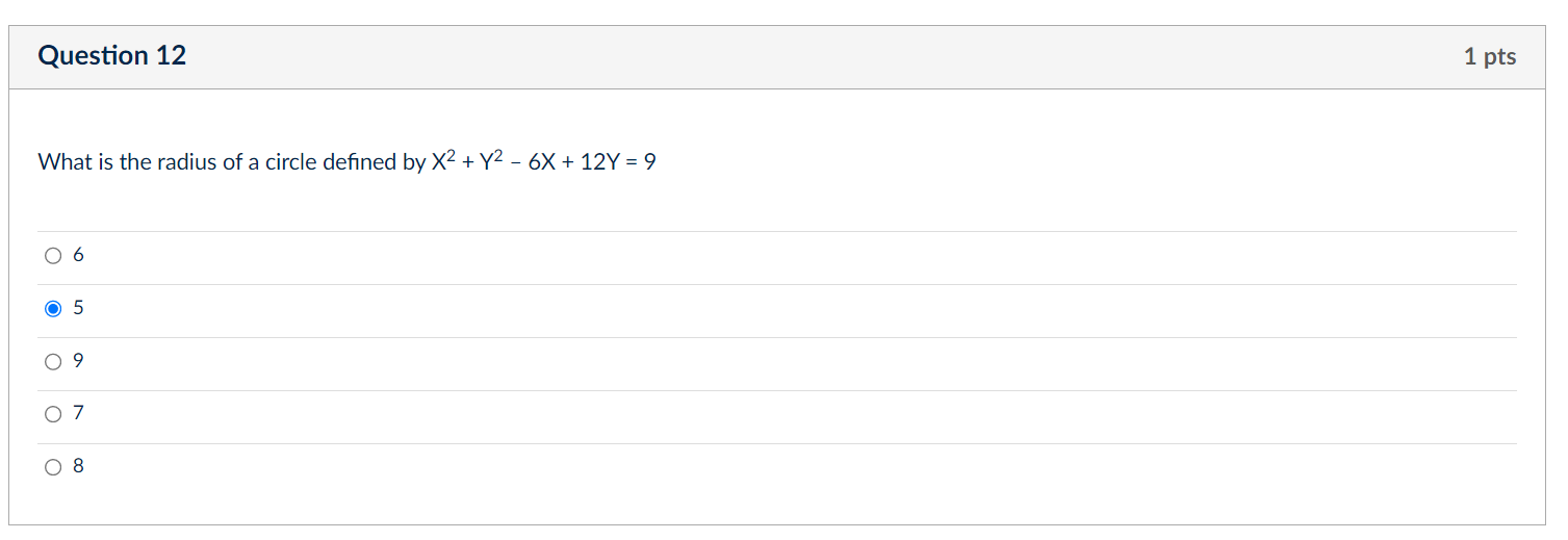Solved What is the radius of a circle defined by | Chegg.com