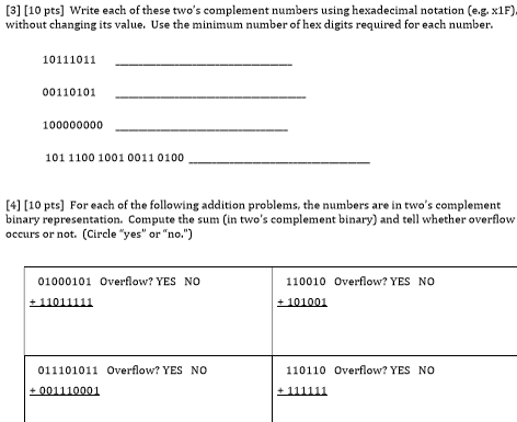 Solved [3] [10 pts] Write each of these two's complement | Chegg.com