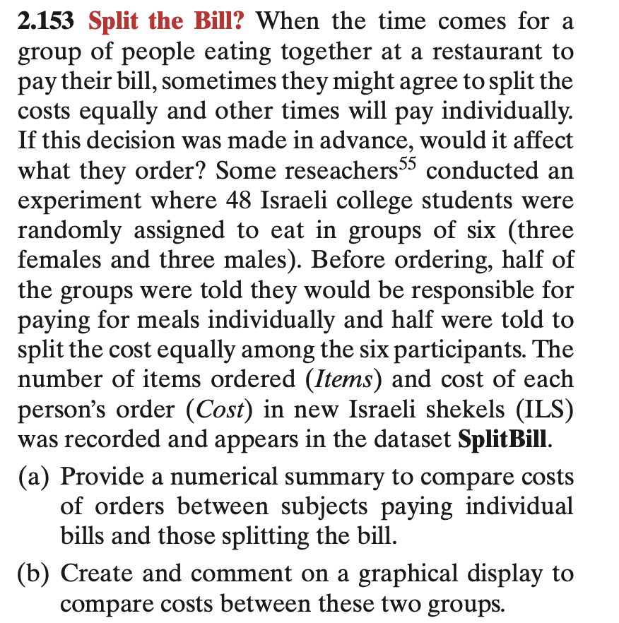 2.153 Split the Bill? When the time comes for a group | Chegg.com