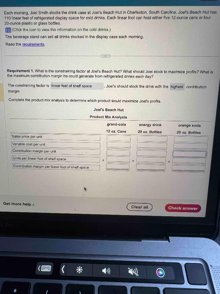 Solved Each morning, Joel Smith stocks the drink case at | Chegg.com