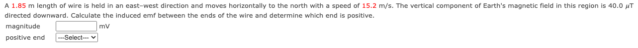 Solved directed downward. Calculate the induced emf between | Chegg.com