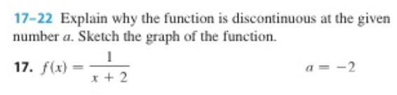 Solved 17-22 Explain why the function is discontinuous at | Chegg.com