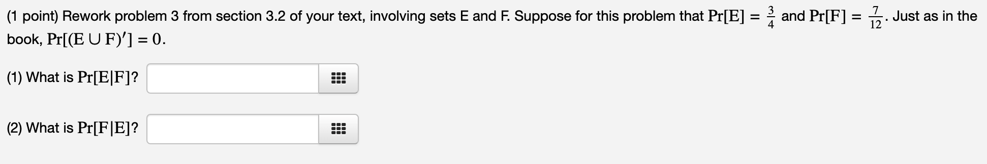 Solved (1 point) Rework problem 3 from section 3.2 of your | Chegg.com